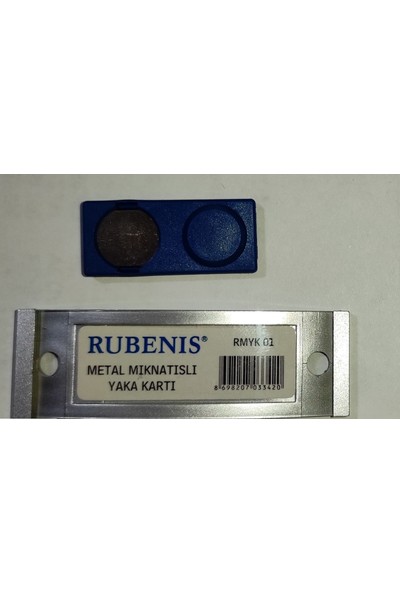 Rubenis Metal Mıknatıslı Yaka Kartı Gri