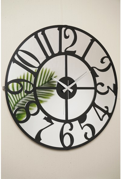Muyika Design Bonni Aynalı Metal Siyah Duvar Saati 41 x 41 cm Sessiz Mekanizmalı