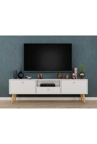 Ankara Mobilya Penta Ahşap Ayaklı 160 cm Beyaz Tv Sehpası Ankara Mobilya Penta Ahşap Ayaklı 160 cm Beyaz Tv Sehpası