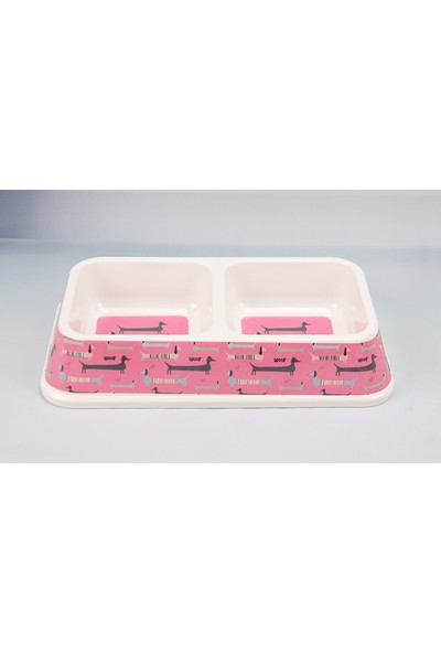 Bobo Kedi Köpek İkili Mama ve Su Kabı 470 ml x 2 Pembe