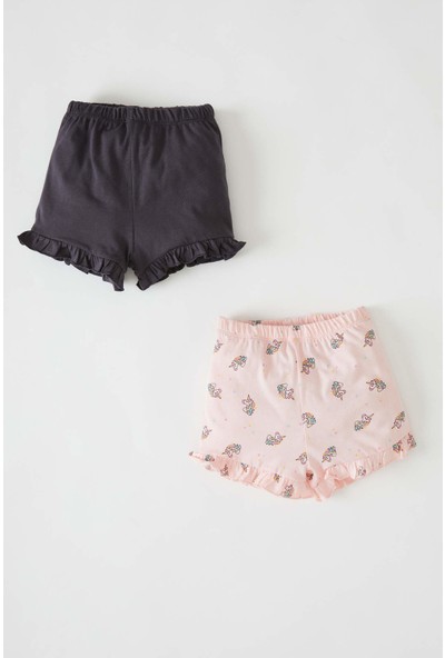 Defacto Kız Bebek Unicorn Desenli 2'li Şort V7169A221HS Defacto Kız Bebek Unicorn Desenli 2'li Şort V7169A221HS
