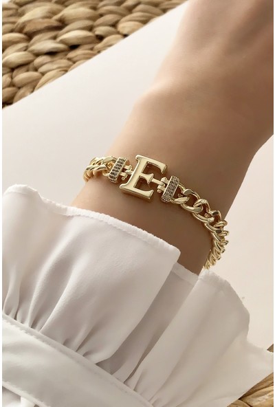 ÇLK Accessories Gold E Harf Bileklik TRBILEK7538 B34003
