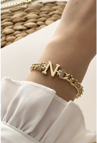 ÇLK Accessories Gold N Harf Bileklik TRBILEK7540 B34003