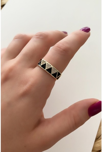 ÇLK Accessories Ayarlanabilir Renkli Mine Üçgen Yüzük TRYÜZÜK1116 Y32503