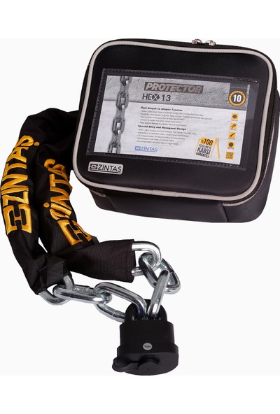 Zintaş Protector HEX13 Kesilmez Altıgen Motosiklet Zincir Kilit 13 mm x 150 cm