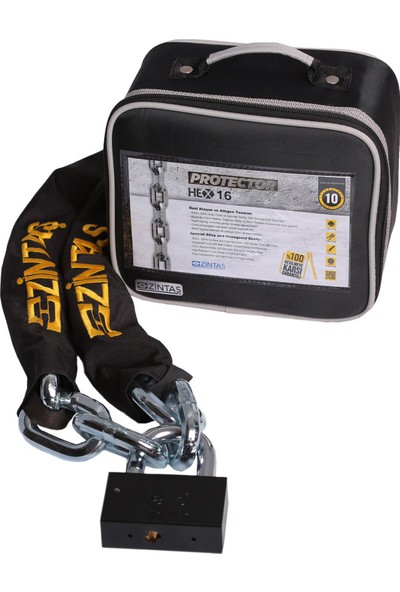 Zintaş Protector HEX16 Kesilmez Altıgen Motosiklet Zincir Kilit 16 mm x 200 cm