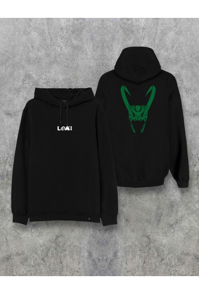 Darkia Marvel Loki Çift Taraf Tasarım Baskılı Kapşonlu Hoodie Darkia Marvel Loki Çift Taraf Tasarım Baskılı Kapşonlu Hoodie