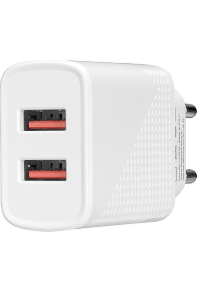 S-Link SL-EC50L 5V 2400MA Apple Lightning Kablolu 2 USB Çıkışlı iPhone Hızlı Şarj Adaptörü