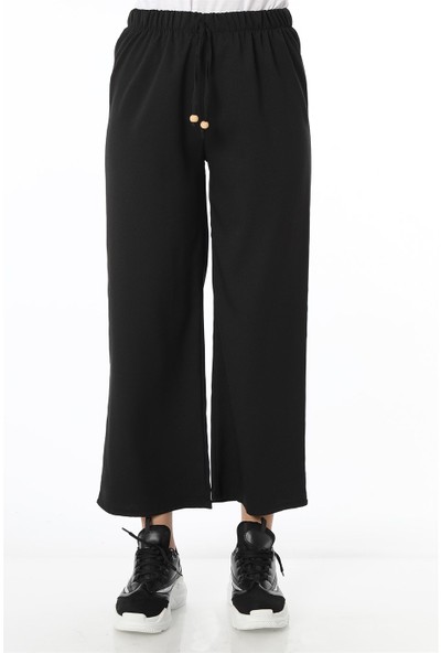 Zincir Moda Beli Lastikli Salaş Pantolon - Siyah Zincir Moda Beli Lastikli Salaş Pantolon - Siyah