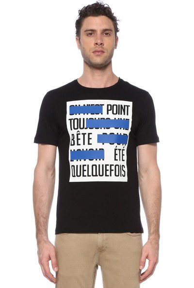 Network Erkek Slim Fit Siyah Tshirt