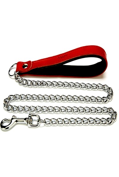 Doggie Köpek Tasması Kırmızı Zincirli Deri Köpek Gezdirme Kayışı Medium Doggie Köpek Tasması Kırmızı Zincirli Deri Köpek Gezdirme Kayışı Medium
