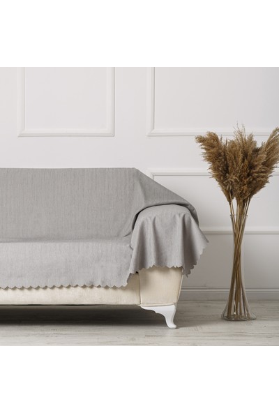 Velerde Home Gri Battal Boy Kollarınıda Kapatan Çift Taraflı Çekyat Koltuk Örtüsü Şalı