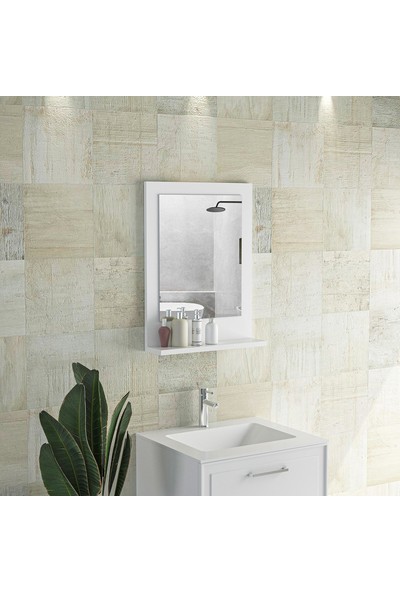 Bluecape Verona 45X60CM Beyaz Raflı Dresuar Hol Koridor Duvar Salon Banyo Wc Ofis Çocuk Yatak Odası Boy Ayna Bluecape Verona 45X60CM Beyaz Raflı Dresuar Hol Koridor Duvar Salon Banyo Wc Ofis Çocuk Yatak Odası Boy Ayna