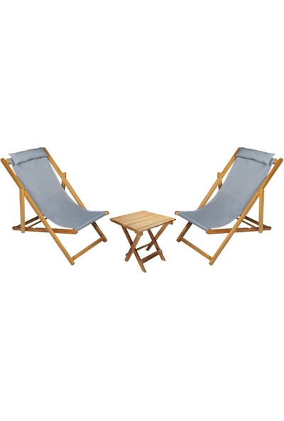 Bysay Ahşap Katlanabilir Taşınır Şezlong. Plaj, Bahçe, Teras, Balkon Şezlongu. 3 Lü Set (Gri) Bysay Ahşap Katlanabilir Taşınır Şezlong. Plaj, Bahçe, Teras, Balkon Şezlongu. 3 Lü Set (Gri)