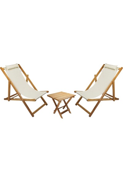 Bysay Ahşap Katlanabilir Taşınır Şezlong. Plaj, Bahçe, Teras, Balkon Şezlongu. 3 Lü Set (Krem) Bysay Ahşap Katlanabilir Taşınır Şezlong. Plaj, Bahçe, Teras, Balkon Şezlongu. 3 Lü Set (Krem)