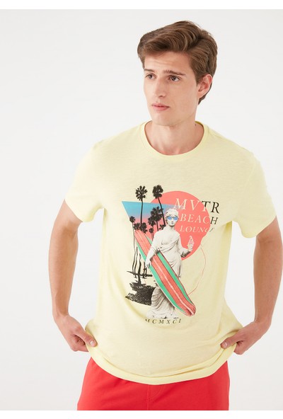 Mavi Beach Longue Baskılı Yeşil Tişört Mavi Beach Longue Baskılı Yeşil Tişört