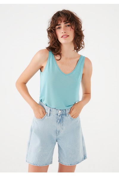 Mavi Kadın Lux Touch Askılı Turkuaz Modal Tişört 167850-34960