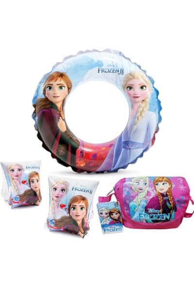 Frozen Deniz ve Havuz Çocuk Can Simidi ve Kolluk Taşıma Çantalı Yüzme Seti Frozen Deniz ve Havuz Çocuk Can Simidi ve Kolluk Taşıma Çantalı Yüzme Seti