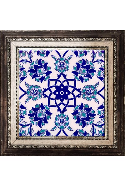 Armada Çini 20 x 20 cm Ac 10 Selçuk Mavi Çiçek Desenli Kütahya Çini