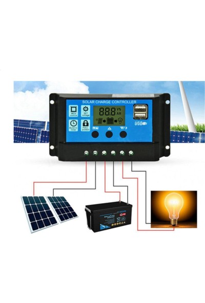 Spysoft 10A Dijital Solar Şarj Akü Kontrol Cihazı Güneş Paneli Şarj Regülatörü Dual USB Spysoft 10A Dijital Solar Şarj Akü Kontrol Cihazı Güneş Paneli Şarj Regülatörü Dual USB