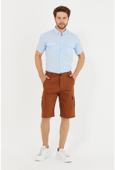 Serseri Jeans Erkek Kiremit Rengi Kargo Kapri Slim Fit Cepli Şort Serseri Jeans Erkek Kiremit Rengi Kargo Kapri Slim Fit Cepli Şort