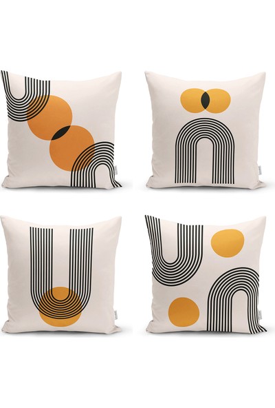 Real Homes 4'lü Geometrik Çizimli Soyut Tasarımlı Dijital Baskılı Modern Kırlent Kılıfı Seti Real Homes 4'lü Geometrik Çizimli Soyut Tasarımlı Dijital Baskılı Modern Kırlent Kılıfı Seti