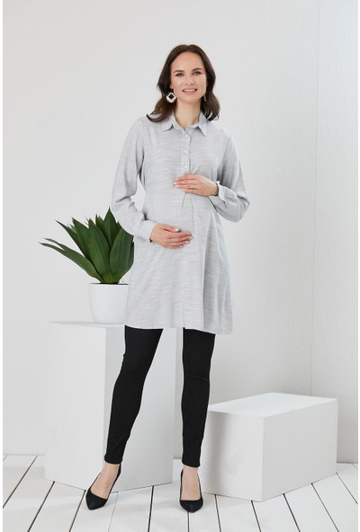 Işşıl O7199-Emzirme Detay Hamile Gömlek Yaka Tunik Işşıl O7199-Emzirme Detay Hamile Gömlek Yaka Tunik