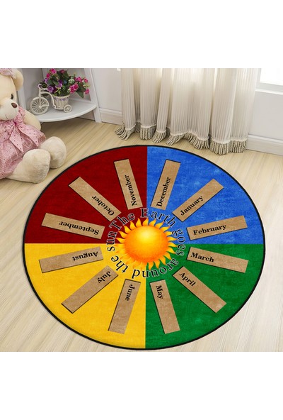Bebişim Halı Bebişim Eğitici Mevsimler Yuvarlak Çocuk Halısı Bebişim Halı Bebişim Eğitici Mevsimler Yuvarlak Çocuk Halısı