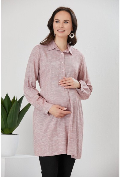Işşıl O7199-Emzirme Detay Hamile Gömlek Yaka Tunik