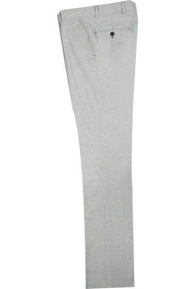 İmza Haki Kazayağı Desen Slim Fit Pantolon
