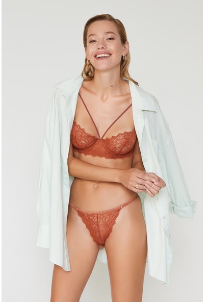 Cansoy Aura Cansoy Dantelli Kiremit Bralet Takım