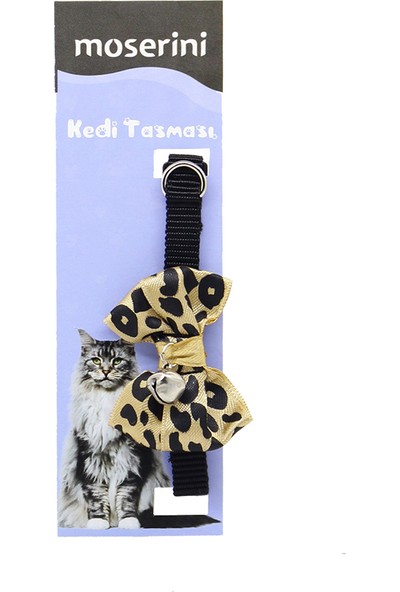 Moserini Papyonlu, Ayarlanabilir Yavru / Yetişkin Kedi Boyun Tasması-Boyunluk-Leopar
