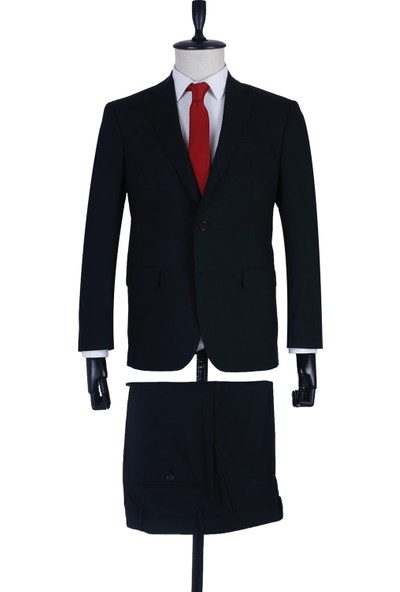 İmza Siyah Düz Desen Comfort Fit Takım