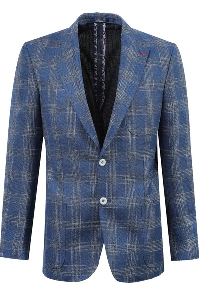 D'S Damat Slim Fit Lacivert Ekoseli Kumaş Ceket D'S Damat Slim Fit Lacivert Ekoseli Kumaş Ceket