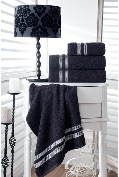 Lady Moda Pamuk 4'lü Banyo Havlu Seti | Antrasit Lady Moda Pamuk 4'lü Banyo Havlu Seti | Antrasit