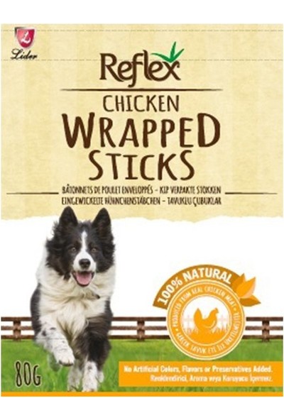 Reflex Wrapped Sticks Tavuklu Köpek Ödül Çubukları 80 gr Reflex Wrapped Sticks Tavuklu Köpek Ödül Çubukları 80 gr