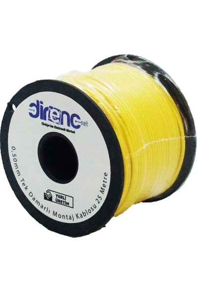 Direncnet Tek Damarlı Montaj Kablosu 22AWG 25 Metre Sarı Direncnet Tek Damarlı Montaj Kablosu 22AWG 25 Metre Sarı