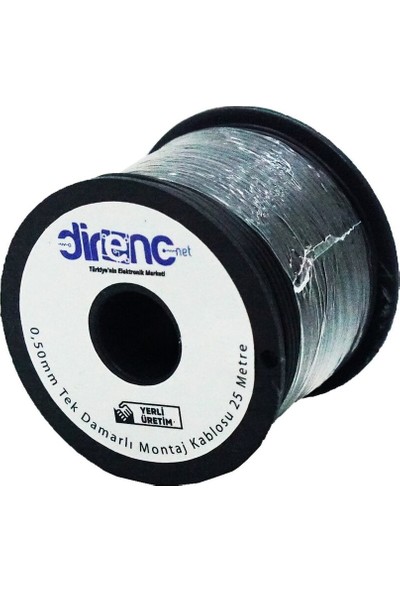 Direncnet Tek Damarlı Montaj Kablosu 22AWG 25 Metre Siyah Direncnet Tek Damarlı Montaj Kablosu 22AWG 25 Metre Siyah