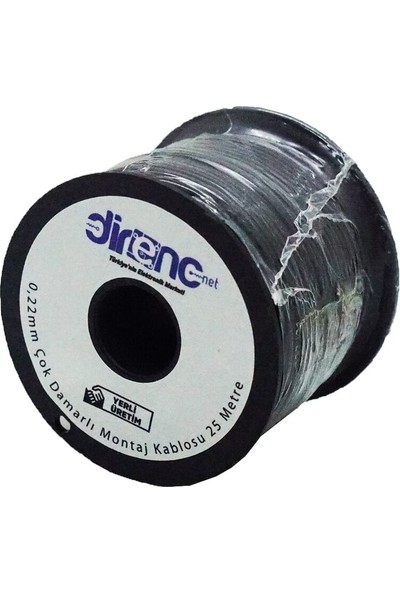 Direncnet Çok Damarlı Montaj Kablosu 22AWG 25 Metre Siyah