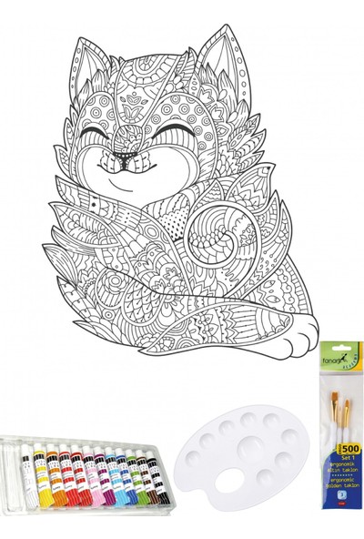 Artdeco Tuval Mandala Boyama Seti 30 x 40 cm - Mutlu Tilki 004 Fanart Artdeco Tuval Mandala Boyama Seti 30 x 40 cm - Mutlu Tilki 004 Fanart