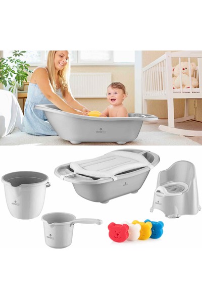 Elele Life Lüks 6 Parça Giderli Bebek Banyo Seti ve Küvet Seti
