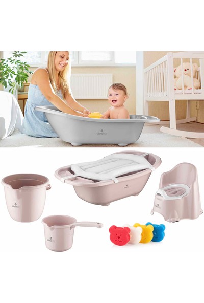 Elele Life Lüks 6 Parça Giderli Bebek Banyo Seti ve Küvet Seti