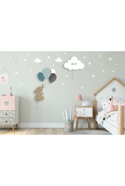 Tinytiger Store 3'lü Set Fil Balonlar Kabartma İsimli Bulut Çocuk Odası Dekoratif Aydınlatma Tinytiger Store 3'lü Set Fil Balonlar Kabartma İsimli Bulut Çocuk Odası Dekoratif Aydınlatma