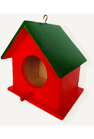 Değerli Hobi Ahşap Kuş Yuvası Renkli Vernikli Dış Mekan Suya Dayanıklı 15X15X12 cm