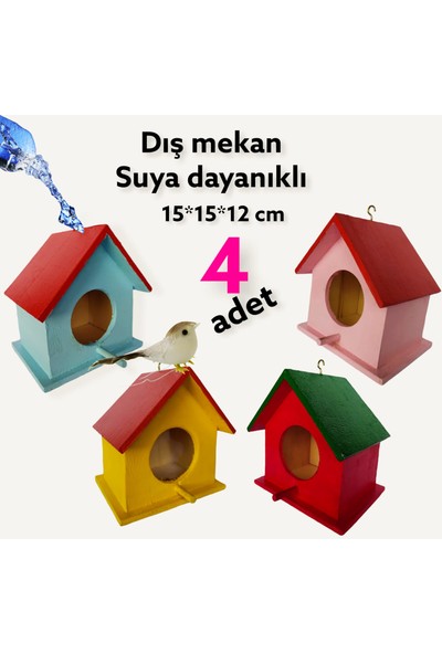 Değerli Hobi Ahşap Kuş Yuvası Boyalı Vernikli Dış Mekan Suya Dayanıklı 4 Adet Değerli Hobi Ahşap Kuş Yuvası Boyalı Vernikli Dış Mekan Suya Dayanıklı 4 Adet