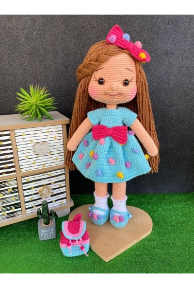 Simay Store Amigurumi Organik Örgü Oyuncak Şapkalı Örgü Bebek 35 cm Simay Store Amigurumi Organik Örgü Oyuncak Şapkalı Örgü Bebek 35 cm