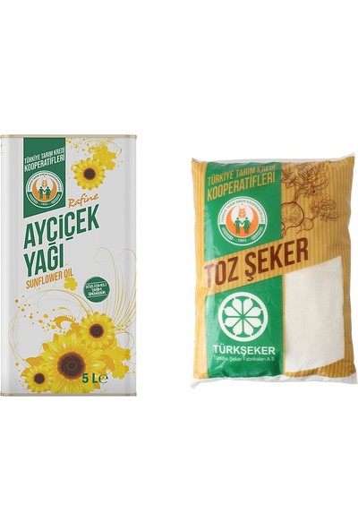 Tarım Kredi Kooperatifleri Ayçiçek Yağı 5 lt + Toz Şeker 5 kg Tarım Kredi Kooperatifleri Ayçiçek Yağı 5 lt + Toz Şeker 5 kg
