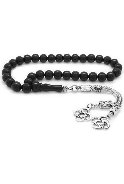 Gümüş Hediye Al Kararmaz Metal Çift Kazaz Püsküllü Küre Kesim Rus Oltu Tesbih