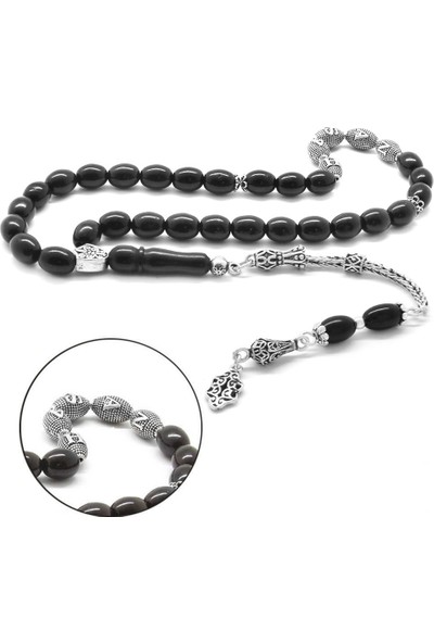 Gümüş Hediye Al 925 Ayar Gümüş Püsküllü Arpa Kesim Isim Yazılı Rus Oltu Tesbih Gümüş Hediye Al 925 Ayar Gümüş Püsküllü Arpa Kesim Isim Yazılı Rus Oltu Tesbih