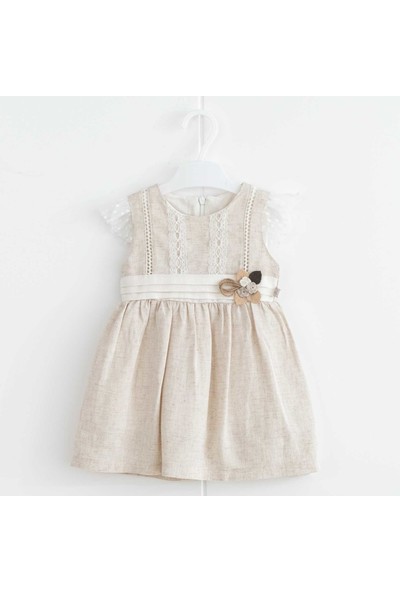 Mymio Keten Kız Önü Dantelli Elbise BB3186-2